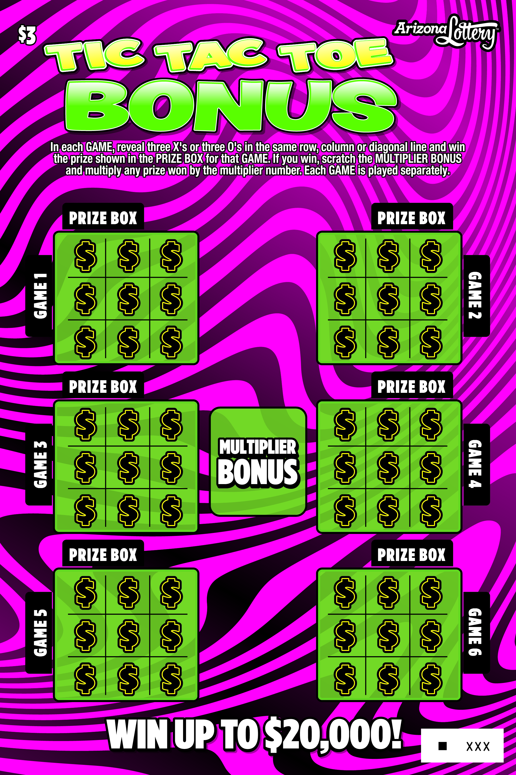 Scratcher Tic Tac Toe Bonus #1540 | Arizona Lottery