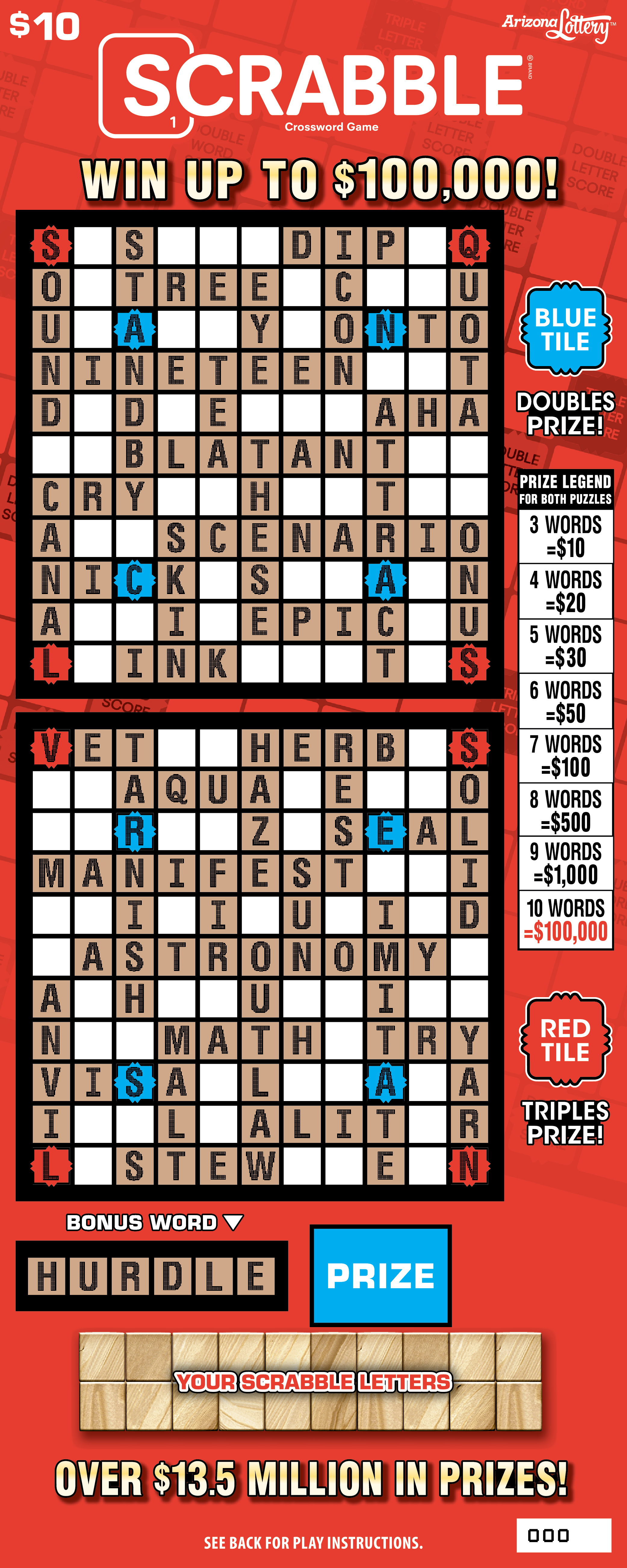 Scratcher SCRABBLE® Crossword Game #1541 | Arizona Lottery